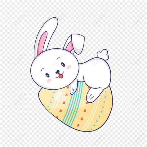 부활절 만화 일러스트 귀여운 토끼를 들고 노란색 계란입니다엽서무늬 Png 일러스트 무료 다운로드 Lovepik