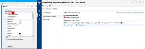 [accessibility] An Element Of The Given Controltype Must Support The Text Pattern For