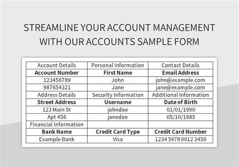 Streamline Your Account Management With Our Accounts Sample Form Excel Template And Google