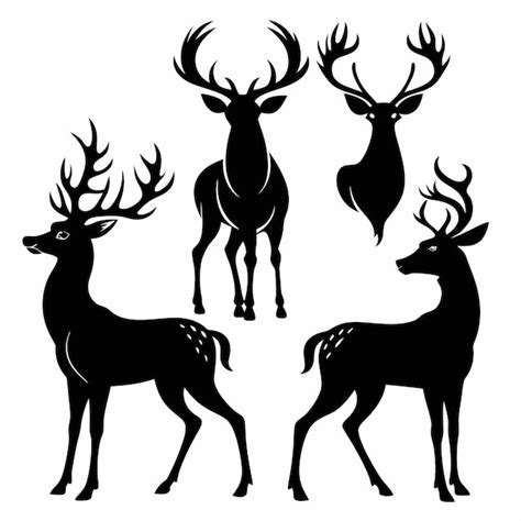Premium Vector Silhouette Of Four Deer With Antlers