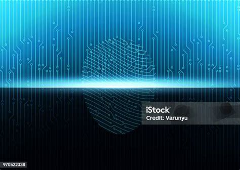 디지털 스캐닝 그리고 손가락 인쇄 스캔 식별 시스템 배경 첨단기술 및 기술 개념 디자인 벡터 일러스트 레이 션 감지기에 대한 스톡 벡터 아트 및 기타 이미지 Istock