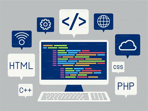 A Computer Screen With A Bunch Of Icons Surrounding It Vector