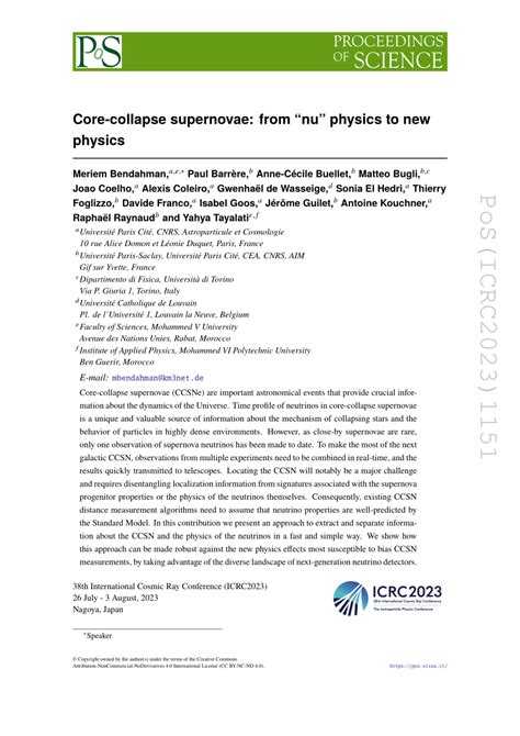 Pdf Core Collapse Supernovae From Nu” Physics To New Physics