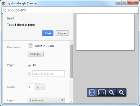 Javascript Google Chrome Print Preview Does Not Load The Page The