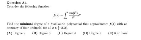 Solved Question A4 Consider The Following Function Sinc 42 F6 K