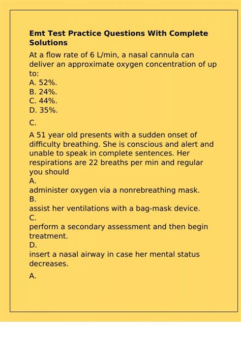 Emt Test Practice Questions With Complete Solutions Emt Stuvia Us