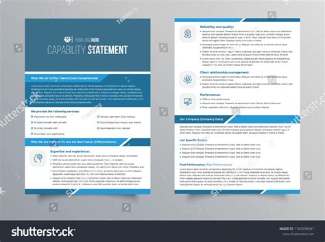 Double Sided Capability Statement Template Design Stock Vector Royalty Free 1769298047