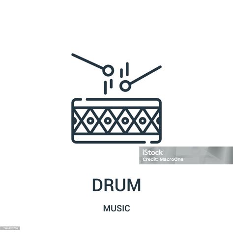 음악 컬렉션에서 드럼 아이콘 벡터 얇은 라인 드럼 개요 아이콘 벡터 일러스트 레이 션입니다 기타 현악기에 대한 스톡 벡터 아트