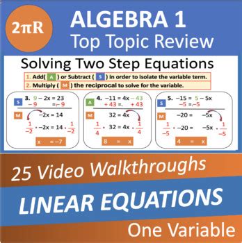 Linear Equations 1 Top Video Walkthroughs Algebra 1 L2 TpT