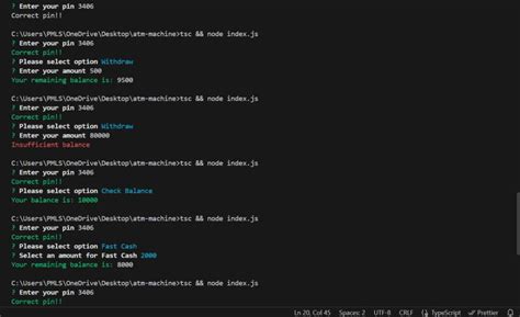 Yusra Naz On Linkedin Cli Atmmachine Nodejs Typescript Chalk Programmingjourney