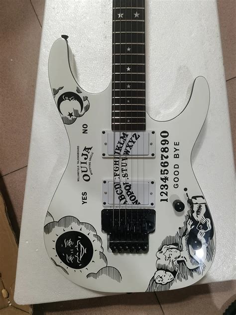 화이트 문 여신 Esp 일렉트릭 기타 메이플 헤드 로즈우드 지판 손그림 달 여신 바디 재고 보유 핸드폰닷컴