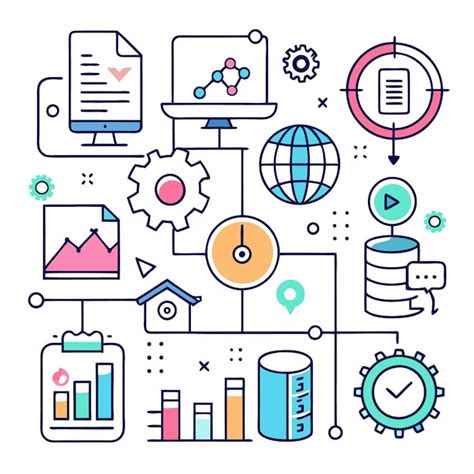 Data Analysis And Management Workflow With Various Icons Premium Ai