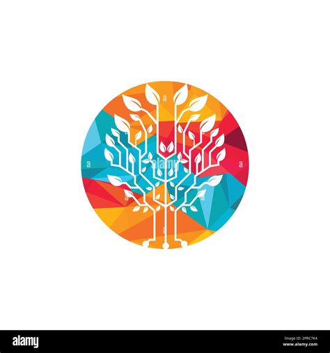 Tech Tree Vector Logo Design Template Connecting Network Tree Icon Logo Stock Vector Image