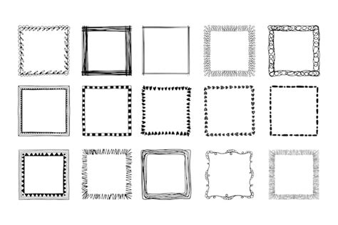 Premium Vector Square Frames Hand Drawn Illustration Set