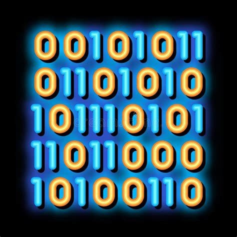 Streaming Binary Code Matrix Neon Glow Icon Illustration Stock Vector Illustration Of