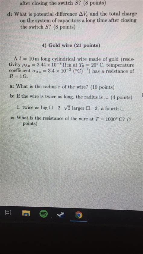 Solved After Closing The Switch S 8 Points D What Is Chegg Com