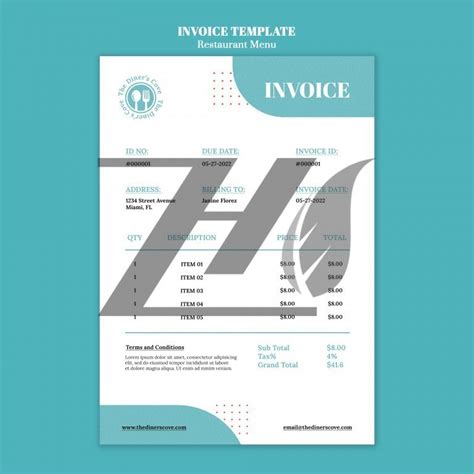 دانلود فایل لایه باز قالب فاکتور رستوران دانلود رایگان فایل لایه باز