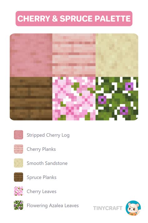 Minecraft Cherry And Spruce Palette 🌸 Minecraft Cherry Blossom Color