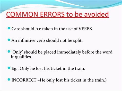 Common Errors In English Full Notes Ppt