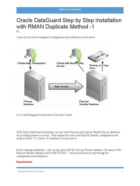 oracle dataguard step by step installation with rman duplicate method 1 pdf computer science