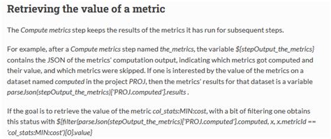 retrieving the value of a metric in a scenario or as project variable