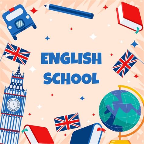 Ilustração De Escola De Inglês Desenhada à Mão Vetor Grátis