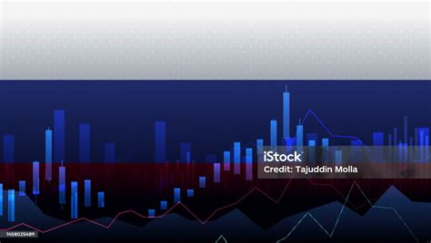추상 러시아 국기 어두운 배경 디자인 주식 시장 투자 거래 그래프 그래픽 개념 금융 투자 또는 경제 동향 사업 아이디어에