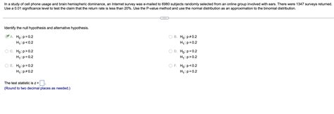 Solved Identify The Null Hypothesis And Alternative Chegg