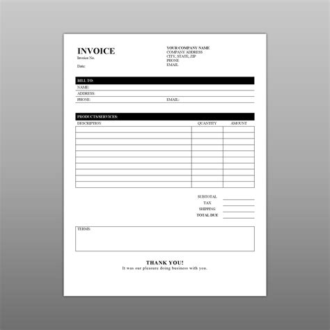 Invoice Template Printable Invoice Business Form Editable Invoice
