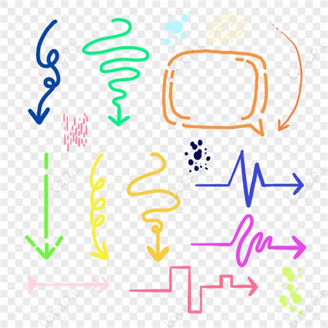 다채로운 손으로 그린 화살표 선 일러스트 요소초록거품 Png 일러스트 무료 다운로드 Lovepik