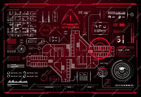 Hud 보안 스마트 디스플레이 인터페이스 경고 화면 프리미엄 벡터