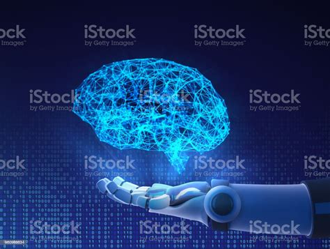 로봇 손 잡고 가상 두뇌입니다 미래 기술 개념 3 차원 일러스트 레이 션에에서 인공 지능 인공지능에 대한 스톡 사진 및 기타 이미지 Istock