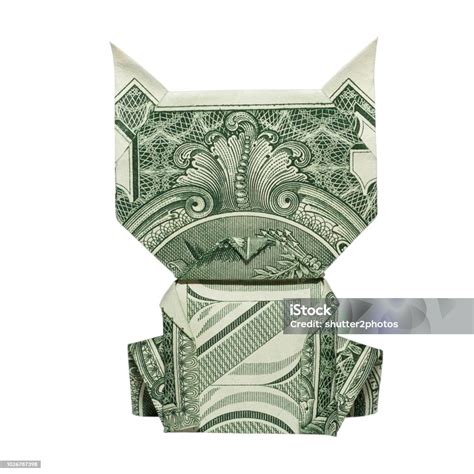 흰색 배경에 고립 된 돈 종이 접기 큰 머리 고양이 진짜 1 달러 지폐와 접혀 0명에 대한 스톡 사진 및 기타 이미지 0명 개념 개념과 주제 Istock
