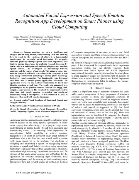 Pdf Automated Facial Expression And Speech Emotion Recognition App