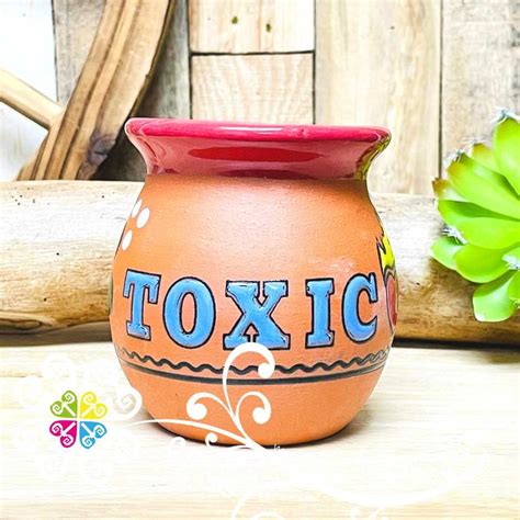 Toxico Jarrito Decorado Clay Mug Authentic Mexican Pottery Taza