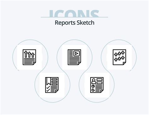 Reports Sketch Line Icon Pack 5 Icon Design Page Data Paper Page