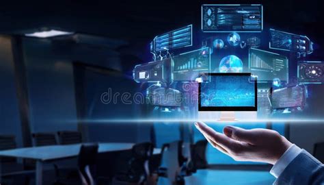 Futuristic Office With Holographic Task Manager And Digital Workflow Neon Accents Enhance