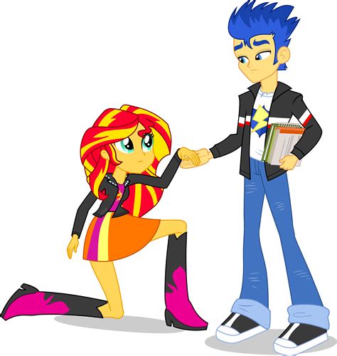 Sunset Shimmer And Flash Sentry