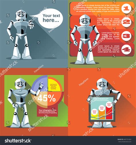 Digital Vector Silver Happy Robot Presenting 库存矢量图（免版税）487751692 Shutterstock