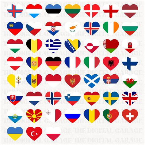 Europe Flag Svg Png European Country Flags Heart Flags Svg Etsy