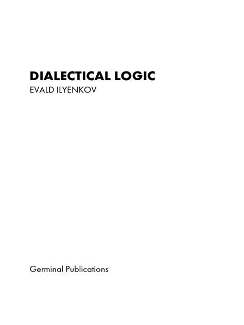 Ilyenkov Dialectical Logic Final Pdf Dialectic Thought