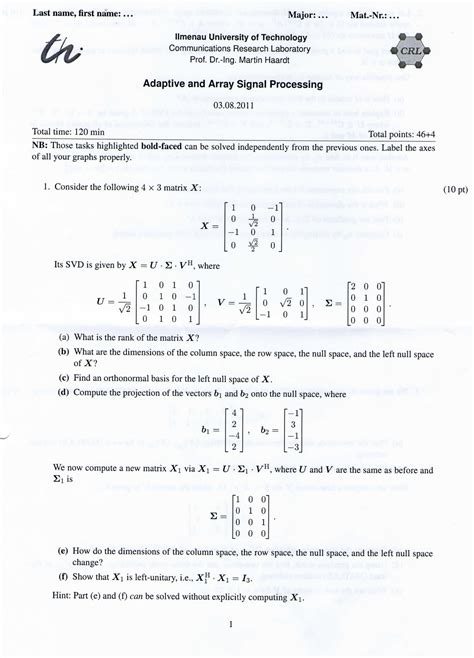 Aasp Exam Ss11 Exam Adaptive And Array Signal Processing Tu
