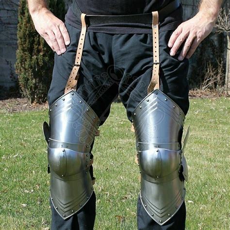 Gothic Medieval Leg Armor Set 18ga Steel Knight Crusader Greaves