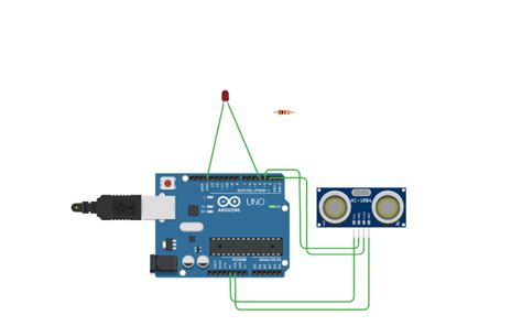 Circuit Design Ultra Sonic Sensor With Led Tinkercad