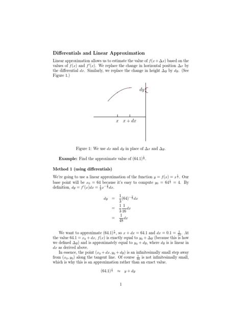 differentials and linear approximation pdf approximation teaching