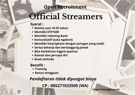 Lowongan Kerja Streamers Host Di Vm Management Lokersemar Id