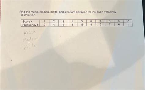 Solved Find The Mean Median Mode And Standard Deviation Chegg
