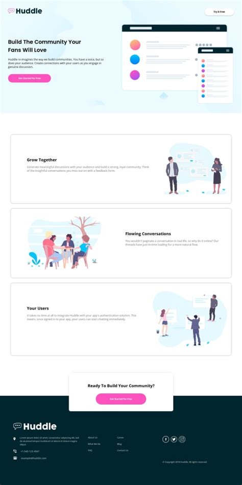 Frontend Mentor Responsive Huddle Landing Page Coding Challenge Solution