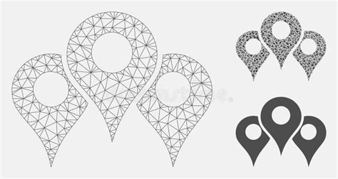 Map Locations Vector Mesh Network Model And Triangle Mosaic Icon Stock Vector Illustration Of