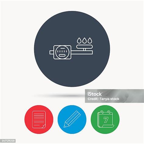 Ikon Penghitung Gas Pipa Dengan Tanda Api Ilustrasi Stok Unduh Gambar
